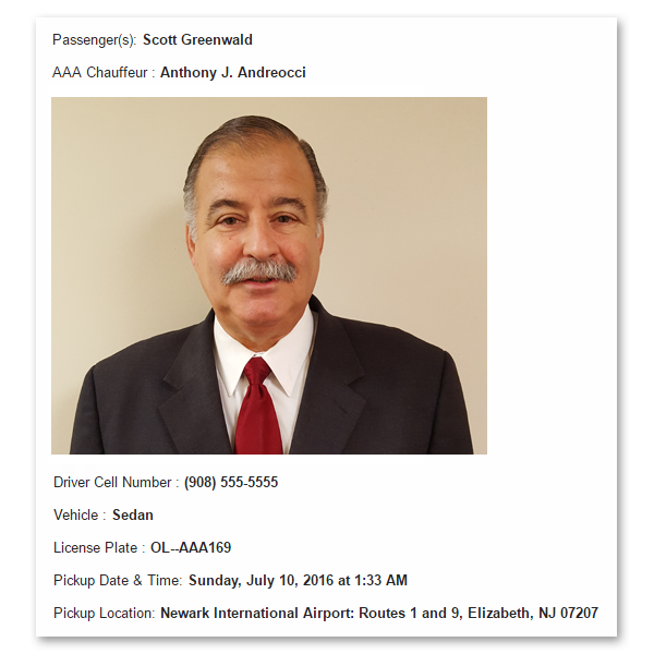 "Meet Your Chauffeur" Email - AAA Worldwide Transportation